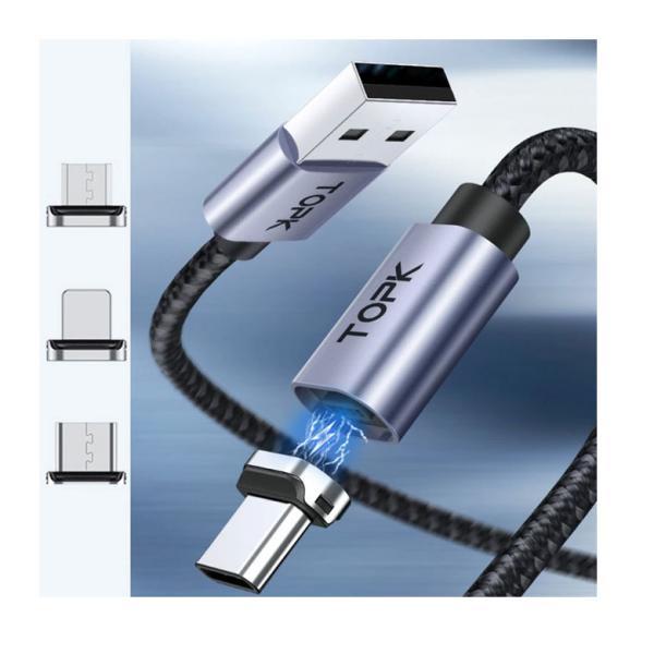 マグネット式マルチ充電ケーブル　選べる3in1 [iOS/micro USB/type-C]iOS / micro USB / type-C ３種のコネクターを選んで使える3in1タイプのマルチ充電ケーブル。端末接続部分に付属端子を取り付け...