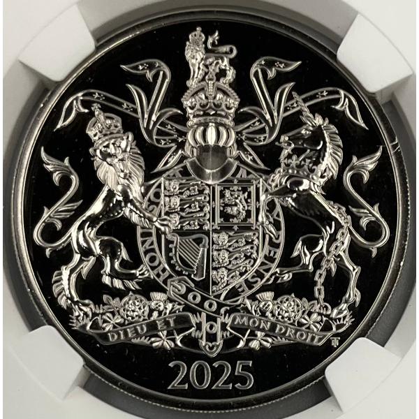 ◯商品名 2025年 イギリス ロイヤルアームズ ロイヤルミント １oz ５ポンド 銀貨 チャールズ３世 NGC社鑑定 MS70 DPL First Releases◯発行国  イギリスロイヤルミント(王立造幣局)◯発行年 2025年◯額面...