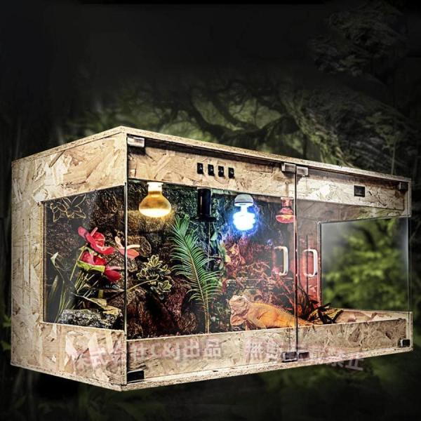 爬虫類ケージ 両生類生息地 居心地の良い 両開きドア 60X40X40CM パノラマ 爬虫類 OSB 通気性が良いの給餌ボックス トカゲ スパイド カメレオン ヘビ カエル ム