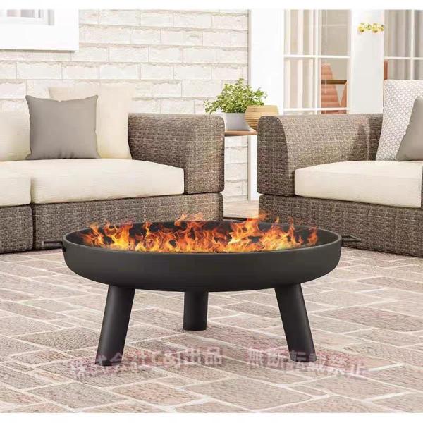 大型丸型ファイヤーピット、屋外薪火ボウル、防錆鋳鉄暖炉、屋外裏庭デッキキャンプビーチ用