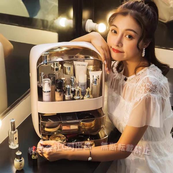 メイクボックス コスメボックス 化粧品収納ボックス メイクケース 防塵 防水 大容量 蓋付き スキンケア用品 ジュエリーケース 小物入れ 引き出し式 卓上収納 寝室 浴室 洗面所 家庭用商品名：コスメボックス素材：ABS+PSカラー：ピンク...