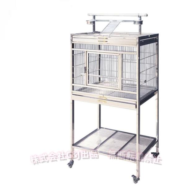 80*60*175cm 中型 ステンレス鋼 鳥かご ダブルトレイ、スタンド、給餌ボウル、回転ホイール付き あらゆる種類の中型のオウムに適しています 食事、遊び、運動