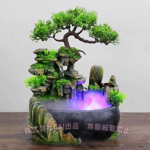 アクアリウム 造形 水槽 オフィス 卓上 装飾 デスク LED ライトスプレー 滝 噴水 プレゼント 事務室 雰囲気 禅 自然な魅力 芸術的