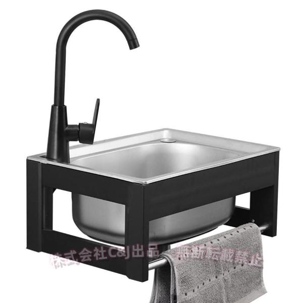 304ステンレス製簡易流し台 壁掛け式キッチンシンク シングルボウルシンク 洗面台 蛇口付きと排水管付き、小型、コーナーに設置可能、省スペース商品は手作業で測定しているため、1?2cmの誤差が生じる場合があります。