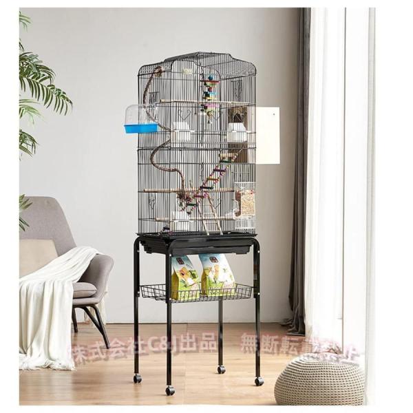 48*37*153cm 繁殖鳥鳥かご ボトムブラケット付き文鳥 ケージ 小さなオウムに適しています 大きなスペース 複数飼い 棚板とキャスター付き鳥小屋 さまざまなアク