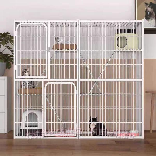 142*54*130cm ネコ ゲージ 特大型 両開きドアのデザイン 猫 ケージ 3段 猫 ケージ 多頭飼い キャットハウス 猫ハウス 大型猫 ケージ 猫 ケージ ステップ