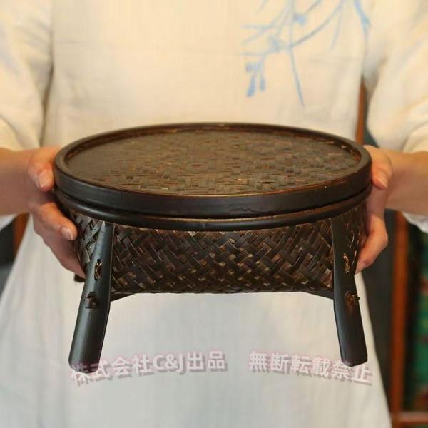 サイズ（おおよその採寸 になります）         サイズ    図の通り茶道収納 茶器かご 茶碗ざる 竹製品 卓上収納 茶道茶器　収納 竹編み テーブル コンパクト　伝統都匠 職人 手作り 手作業 上品　オシャレ 洋室和室 ラタン製 ラ...
