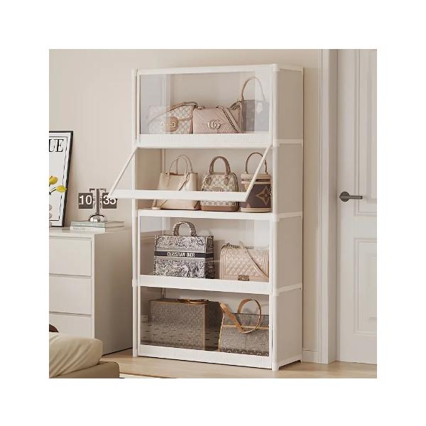 省スペース収納！防塵フロアスタンド式オーガナイザー ！簡単組立、フロアシェルフ、ユーティリティラック、コンパクトデザイン！バッグ ホーム整理、衣類、小物や帽子、クローゼット収納！オフィス用多層シンプル、家庭用 寝室用、アパート、寮用！【カラ...