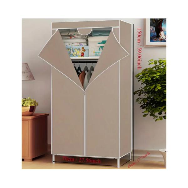 ハンガーラック ワードローブ カバー付き！衣類や小物をホコリや湿気から守るフルカバー仕様。バッグや帽子、収納カゴなど置く。オフィス用多層シンプル収納、家庭用 寝室用、引き出し収納 キャビネット付き多機能、寮用衣類収納ラック！簡単組み立て大型...