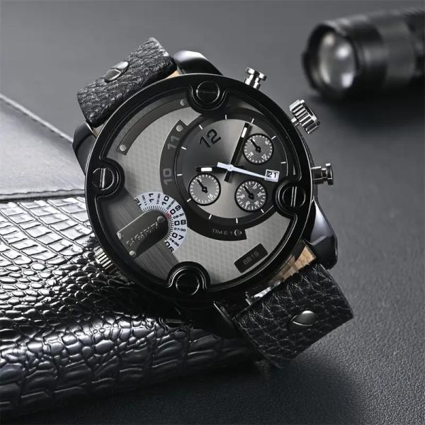 日付 クラシックカジュアルな大きな文字盤のベルト腕時計！カラー：ブラック、ブラウンストラップの素材: PUレザー時計のケース素材: ステンレス鋼文字盤の形状: ラウンド防水レベル: 耐水性なしムーブメント: クォーツ時計電池式表示タイプ: ...