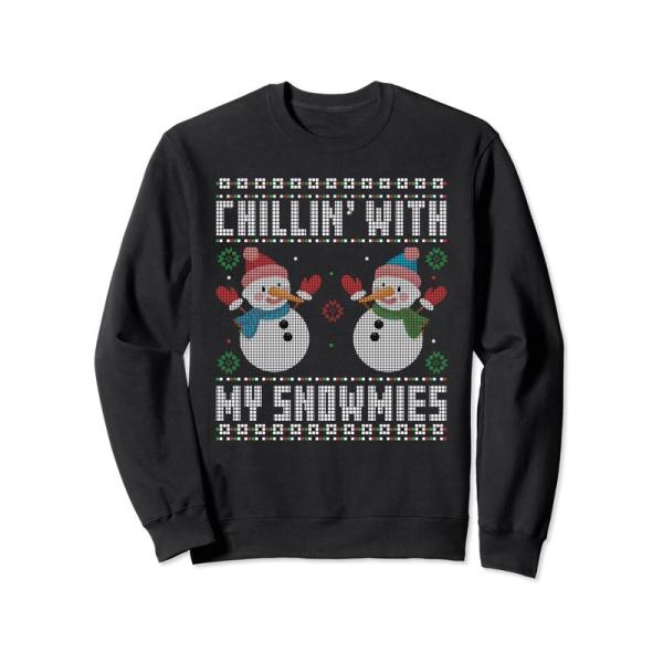 【商品名】　Chillin With My Snowmies Ugly Christmas Sweater トレーナー 【商品説明】　・Funny Ugly Christmas Sweater Design for Christmas. P...