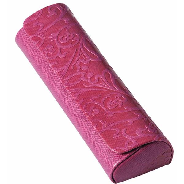 【商品名】　名古屋眼鏡 パープルピンク コンパクト 立体 エンボス 柄 が おしゃれ な スリム ハード ケース 2888-03 【商品説明】　・外寸:W153×D46×H31 内寸:W147×D42×H27(mm)・生産:中国・素材:プラ...