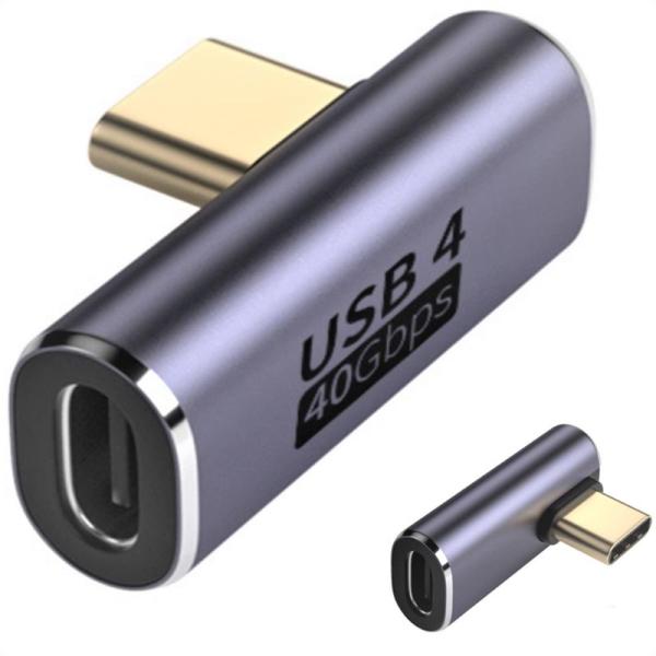 【商品名】　fine-R USB4 Type C 方向 変換 アダプター 左右 90° ミドルベント 1個 (2個セットもあります) L字 L型 USB 【商品説明】　・◆USB-C端子を搭載したパソコン、タブレット、スマホに対応します。・...