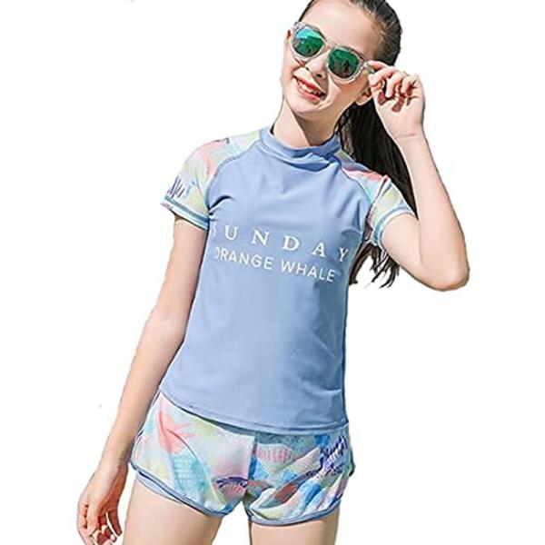 【商品名】　CARLIE KLOSS 水着 女の子 ガールズ 2点セット セパレート UVカット 日焼け止め スポーツウエア キッズ スイムウェア 子供 【商品説明】　・130、140サイズがパッドなし！可愛いな子供水着がついに登場した、お...