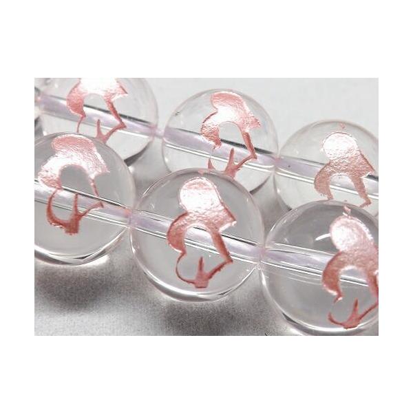 【天然石卸】ピンク　ダブルハートアロー　彫り物　10ｍｍ 一粒売り〜商品詳細〜ピンク　ダブルハートアロー　彫り物　10ｍｍ 一粒売り　サイズ　　10mm水晶にピンクのダブルハートに矢が彫刻されています。