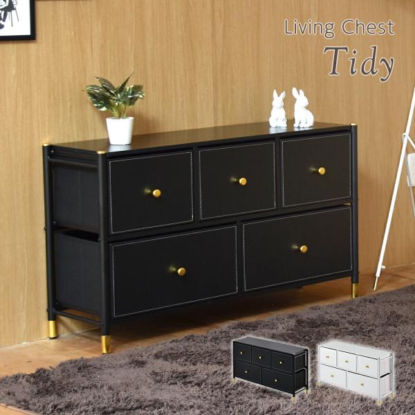 フェイクレザーの前板とステッチが上品に映える、収納チェスト「Tidy」。取っ手と天板のアクセントパーツにゴールドカラーを使用し、寝室やリビングを華やかに演出します。スチールフレーム構造で安定感があり、引き出しは軽く開閉できる不織布仕様。見た...