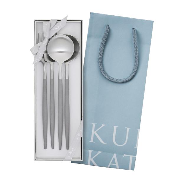 洗練されたフォルムで世界中で愛されるポルトガルのカトラリーブランド「Cutipol」大切な人へのギフトに当店限定カラーウォームグレーのディナーフォークとスプーンをペアでご用意しました。1本1本ハンドメイドで仕上げられる美しいデザイン、細身の...