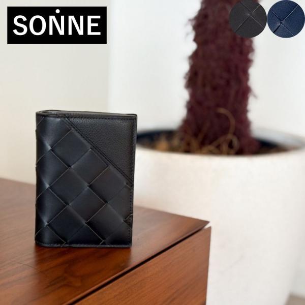 【財布 メンズ レディース SONNE 財布 エンリッチ レザー二つ折り財布 soer002】太めのメッシュを採用し、スムース素材のメッシュとシュリンク型押しの牛革を組み合わせる事でより立体感を出し、使い込む事で育てていきたいシリーズ。内装...