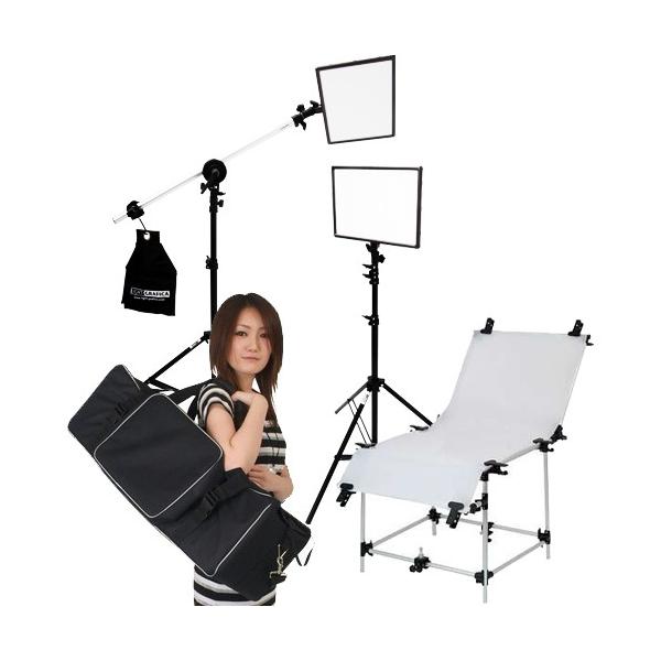 事務所や自宅がたちまち撮影スタジオに早変わり！　背景サポート付きのスペシャルな撮影機材【「すぐ撮る」ミディアム撮影用テーブル付撮影用LEDパネル1灯セット】。今日からアナタもプロカメラマン。料理撮影・雑貨撮影からポートレート撮影まで幅広い使...