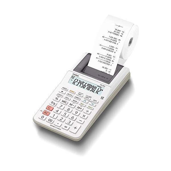 電卓ブラック/ハンディタイプ/HR-8RC-WE・Size:ハンディタイプ・パッケージ個数:1・桁数12桁・印字機能指定ロール紙への計算過程や結果を印字・REPRINT機能同じ計算過程や結果を、何度でも印字することが可能・みながらチェック機...