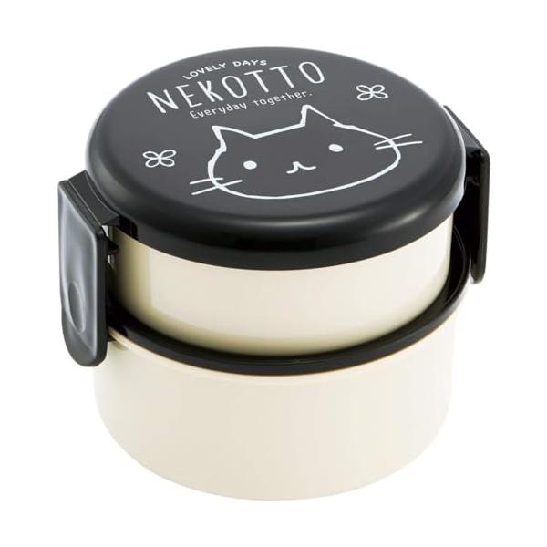 丸型 ランチボックス ねこっと 日本製/500ml/ONWR1-A・パッケージ個数:1・サイズ:幅11.7×奥行10.6×高さ9cm・素材・材質:フタ・本体・フォーク=ポリプロピレン 中ブタ=ポリエチレン・生産国:日本・セット内容・付属品:...