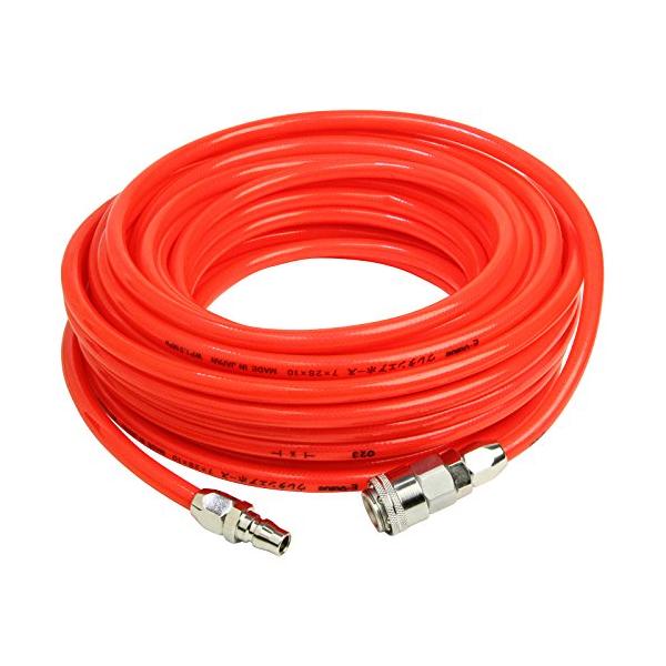ホース内径:7mmクリアレッド/ホース長:10m/EUH-10R・Color:クリアレッドSize:ホース長:10mStyle:ホース内径:7mm・パッケージ個数:1・用途:ワンタッチカプラ付のエアーウレタンホース・サイズ:内径7.0mm×...