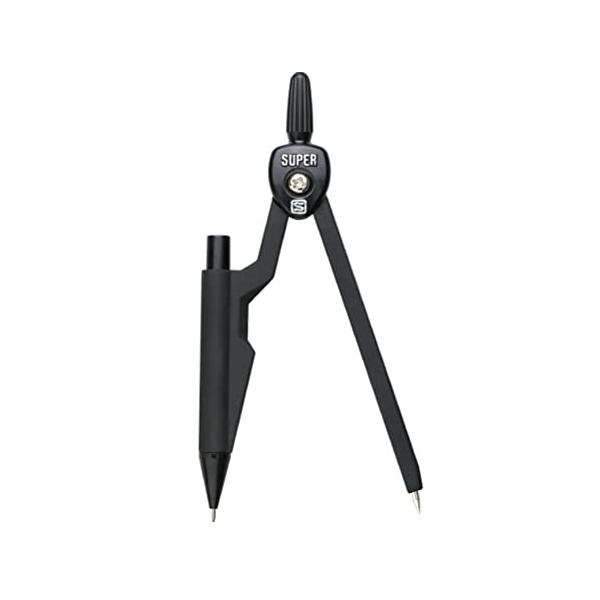 黒/-/ノツク-503-BK・パッケージ個数:1・小学校導入率No.1のスーパーコンパスシリーズ。・ノック式シャープペンシルタイプのコンパスです。・コンパスの頭部は「中心器機構」になっているので、頭は常に中心にきています。・短め針で安全性U...