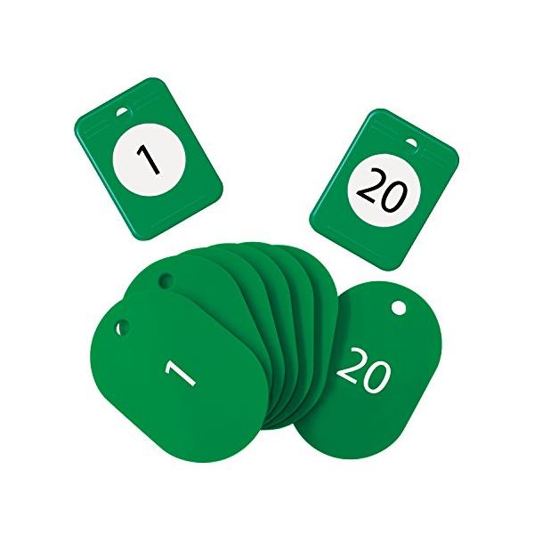 番号:1-20グリーン/W33×D46×H27mm/BF-150-GN・Color:グリーンStyle:番号:1-20・パッケージ個数:1・荷物の管理に便利なクリップと番号札のクロークチケットセット・ホテルや旅館、パーティーやイベントでの受...