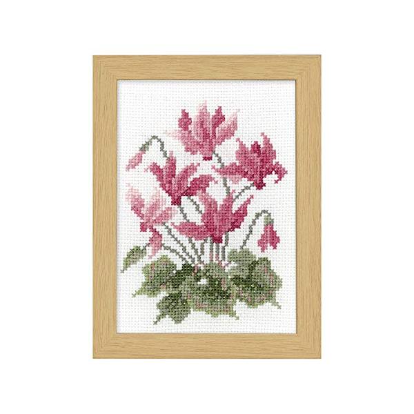 伝統的Pink/出来上がりサイズ : 額外径 : 15×20cm・額内径 : 11.6×16.6cm/OLY-K7518・初~中級者用・セット内容: 25番ししゅう糸、インディアンクロス、クロス針、カラー図案付説明書、木製フレーム・用意する...