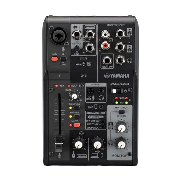 3チャンネルブラック/1個 (x 1)/AG03MK2・Color:ブラックPatternName:2）単品・パッケージ個数:1・60 mmフェーダー（CH1）・+48 V ファンタムパワー (CH1)・マイクゲイン: 最大 +60dB・エ...