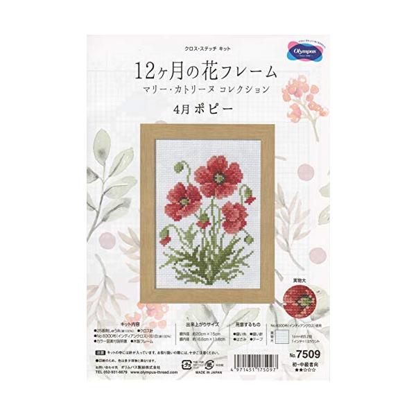 4月ポピーred/出来上がりサイズ : 額外径 : 20×15cm・額内径 : 16.6×11.6cm/7509・Style:4月ポピー・出来上がりサイズ : 額外径 : 20×15cm・額内径 : 16.6×11.6cm・キット内容 : ...