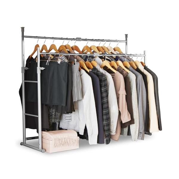 ダブルシルバー/2段/OSH-Y27・Color:シルバーStyle:ダブル・パッケージ個数:1・サイズ:幅75~130×奥行40×高さ82~100cm・本体重量:約4.3Kg