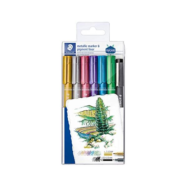 メタリック6本セット/-/8323-SWP6PST・Color:6本セットStyle:メタリック・パッケージ個数:1・【発色あざやか】濃く、はっきりとした鮮やかな発色のメタリックマーカー6本セット・【カリグラフィーペン付】斧型のピグメントラ...