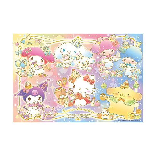 -/38×26cm/150L-001・しあわせいっぱい！キラキラでハッピーなおやつタイム・大きなピースでジグソーパズル初心者にもオススメ・サンリオキャラクターズ　(Ｃ)2023 SANRIO CO. LTD.