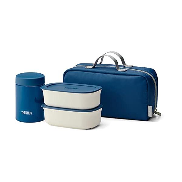 ネイビー/スープジャー:200ml/おかず容器:300ml×2個/JEA-800 NVY・パッケージ個数:1・おかず容器2個と容量200mlのスープジャー、断熱素材の専用ポーチがセットになったランチセット・サイズ(約):幅20.5×奥行8....