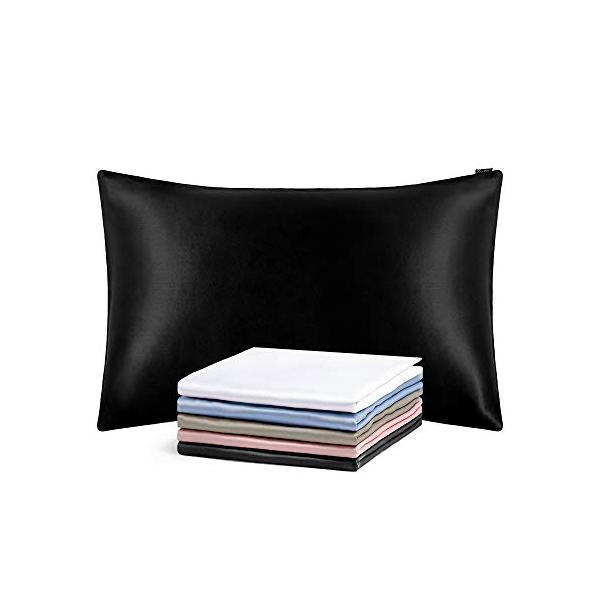 デコブラック/ダブル(43x63cm)/1-2005-03-JPDP・Color:ブラックSize:ダブル(43x63cm)・パッケージ個数:1・【6Aランク100%天然シルク枕カバー】古代から愛用され、人間の肌と同じタンパク質でできている...