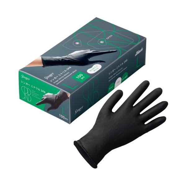 Lブラック/L/NBR035BPF-KB L・Style:L・パッケージ個数:1・サイズ:L (全長230mm以上、手の平の幅/107mm、中指の長さ/85mm)、厚み/0.10mm (指部)・本体重量(約):430g・素材・材質:ニトリル...