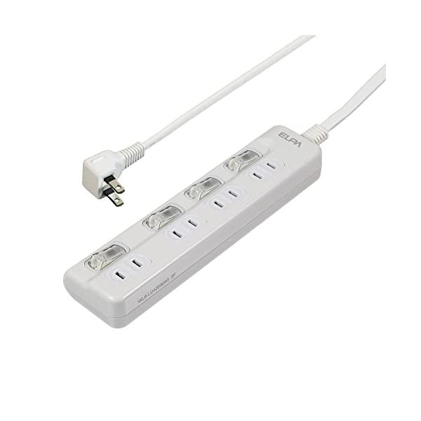 4個口ホワイト/2m/WLS-LU42EB(W)・Size:2mStyle:4個口・パッケージ個数:1・【ホタル色LED】ホタル色LEDランプ仕様の独立スイッチ付きタップです。・【上差しタイプ】差し込みやすい4個口の上差しタイプ です。・【...