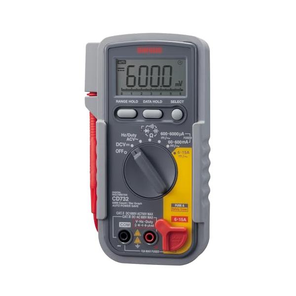 CD732グレー/-/CD732・Style:CD732・パッケージ個数:1・直流電圧:600m/6/60/600/1000V(最高確度±(0.5%+2))・交流電圧:6/60/600/750V(最高確度±(1.2%+5))・直流電流600...