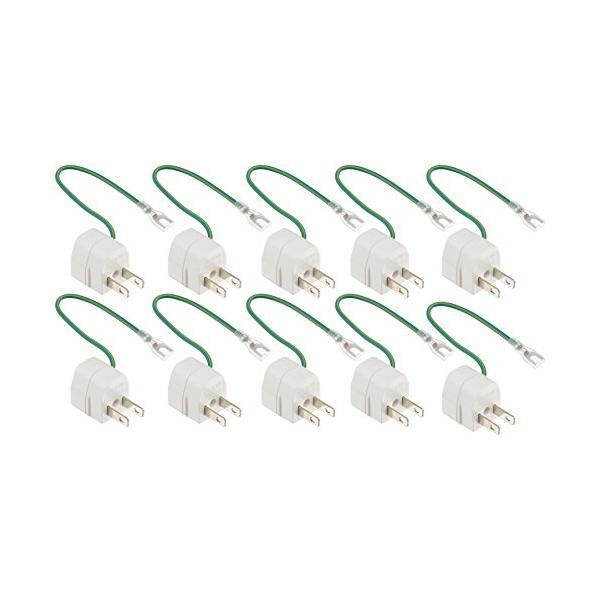 アースコード付きホワイト/-/TAP-AD1NB・パッケージ個数:1・大量導入時に便利な10個セットです。・3Pプラグに差し込むだけで、ご家庭の2Pコンセントで使用できます。・定格容量:15A・125V(1500Wまで)・差込口:3P・1個...