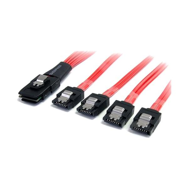 レッド/50センチメートル/SAS8087S450・パッケージ個数:1・1x SFF-8087コネクタ・4xラッチ付きSATAコネクタ・マルチレーン設計・各チャンネルの最大解像度6Gbps