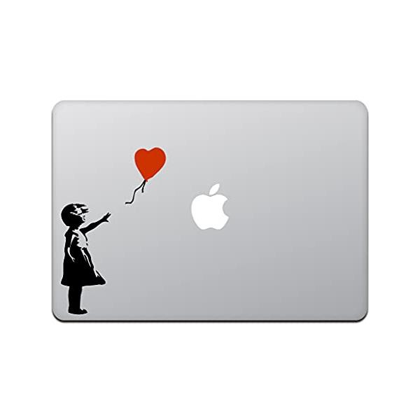 カートゥーンブラック/-/M847-B・Color:ブラック・パッケージ個数:1・カインドストア MacBook Air / Pro 11 / 13インチ マックブック ステッカー シール 赤い風船に手を伸ばす少女 バンクシー THE GI...
