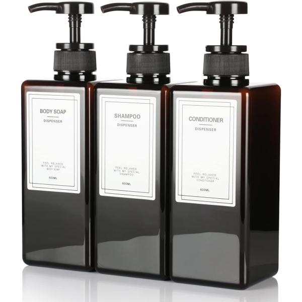 浴室や洗面台など狭いスペースにも無駄なく活かせる角型ボトルなので、安定感が抜群、コーナースペースにも収まりやすく、見た目もすっきりです。並べき時、水まわりの印象がスッキリ整い、統一感が生まれます。容量約600mlと一般的なサイズの詰め替え容...