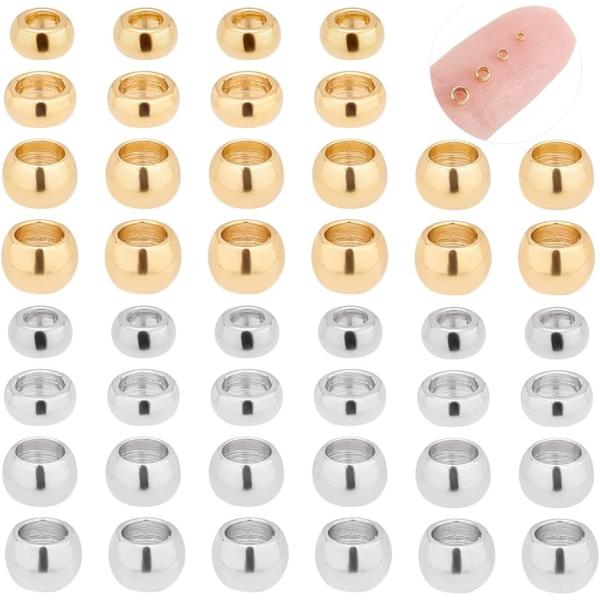 4サイズ-4サイズのメタルビーズ、マルチスタイルのプロジェクト作成に適しています； サイズと数量：約1/2/2.5/3mm、0.8-2mmの穴、各サイズ100個、プラスチックの箱に約400個のステンレス鋼圧着ビーズカバーが含まれています。ス...