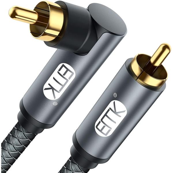 【90°直角設計】狭い場所や手の届きにくい場所に最適なrca ケーブル l型です。 180°コネクターに比べ、省スペース設計のライトアングルRCAケーブルです。 90°/270°/360°の回転で垂直度を調整できます。90°RCAオーディオ...