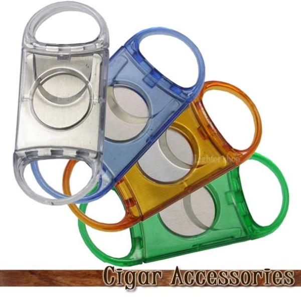 カラフルな4色のスケルトンカラーよりお選びください・直径22mmまでのシガーに対応・ダブルブレード(刃)カッター！！【サイズ(約)】・本体:長さ84×幅36×厚み7mm/28g