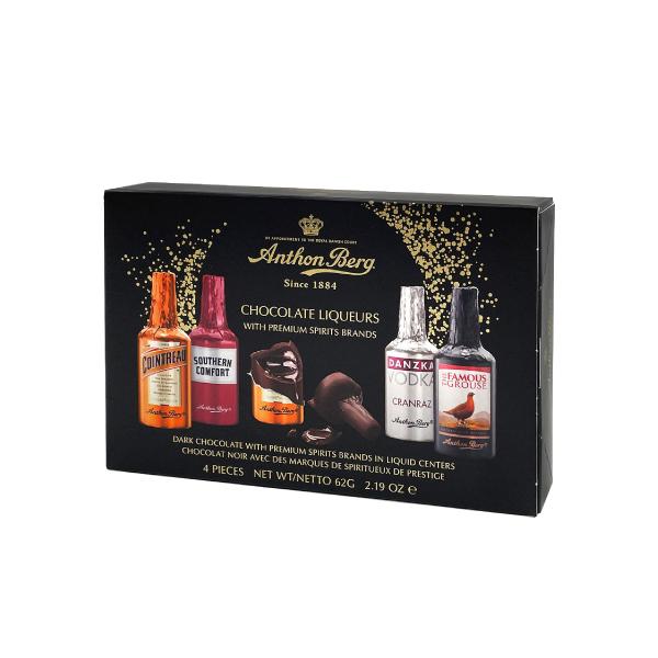 アンソンバーグのチョコレートの中で、最も人気のあるリカーチョコレート。世界の銘酒をダークチョコレートの中に閉じ込めました。お手頃サイズの4本入りアソートは、プチギフトにおすすめです。※アソート内容は予告なく変更になる場合があります。■開封後...