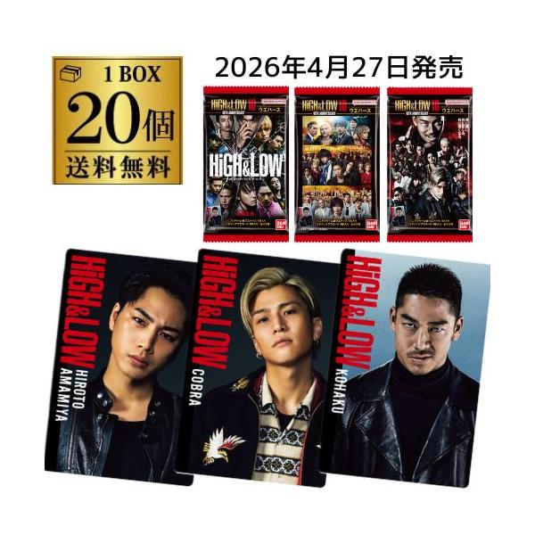 10周年を迎えた「HiGH＆LOW」シリーズより、カード付きウエハースが登場！両面フルデザインのメタリックプラカードで全43種のラインナップ！！●メタリックプラカード1枚(全43種)●バニラクリーム味ウエハース1枚(C)HI-AX／(C)H...