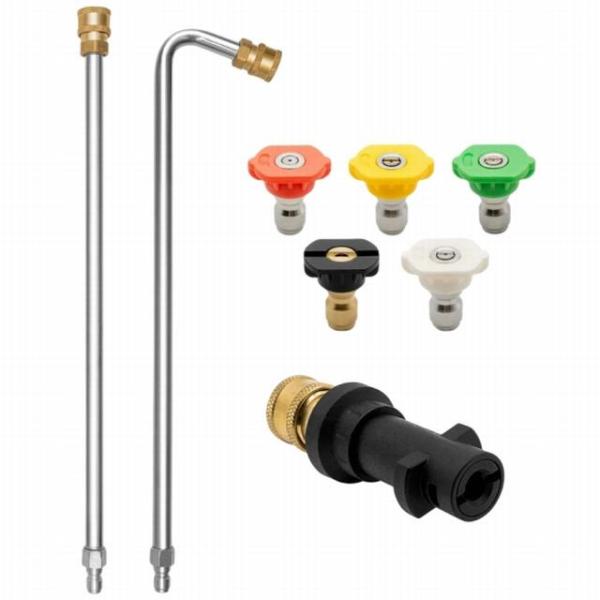 【サイズ】掲載写真をご参照ください。【商品内容】高圧洗浄の曲線延長ロッド×1本、高圧洗浄の直線延長ロッド×1本、ケルヒャーアダプタ×1個、高圧洗浄ノズルチップ×5個ガタークリーニング用延長ロッドは、車、屋根、家の屋根、側溝、窓、等の手の届き...