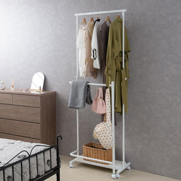 ■商品サイズ/本体:(約)幅66×奥行45×高さ126〜199.5cm■収納部内寸/メインハンガー：(約)幅60×高さ113〜187cm、サブハンガー：(約)幅57.5×高さ109.5(下バーまで90.5)cm■棚板/(約)幅59.5×奥行...